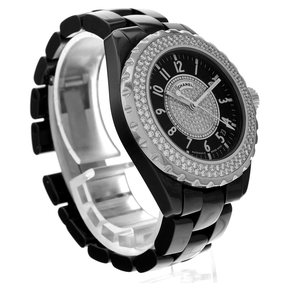 Chanel Pre-owned Chanel J12 Black Dial with Diamond Filled Center Dial ...