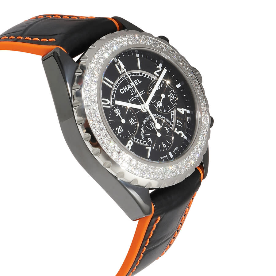 Chanel Pre-owned Chanel J12 Chronograph Black Dial Ladies Watch H1009 ...