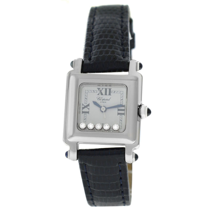 Chopard Pre-owned Chopard Happy Sport Square White with 5 floating ...