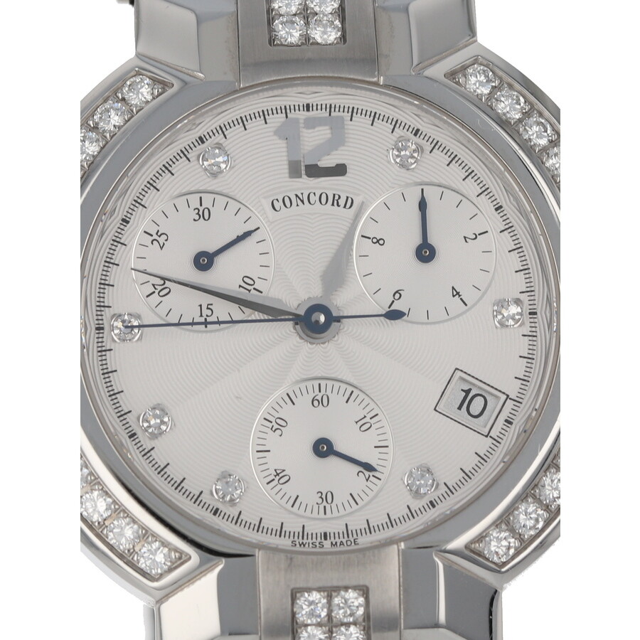 Concord Pre-owned Concord La Scala Chronograph Quartz Diamond Silver ...