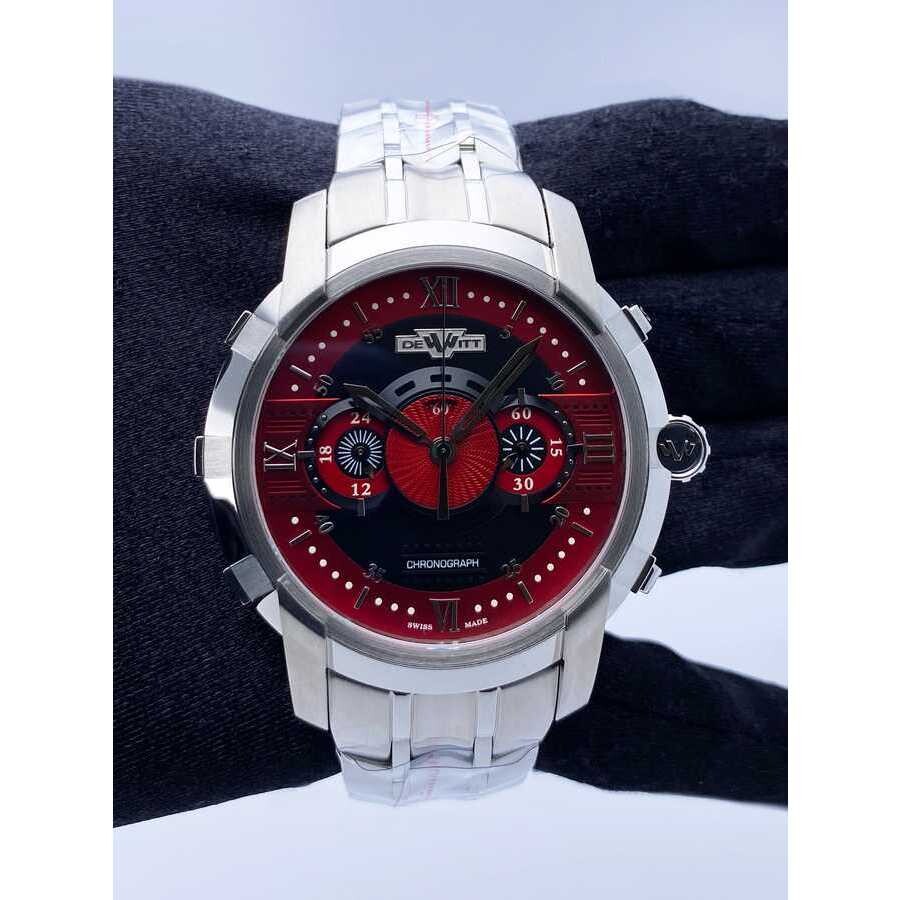 Dewitt Pre-owned DeWitt Academia Chronograph Automatic Red Dial Men's ...