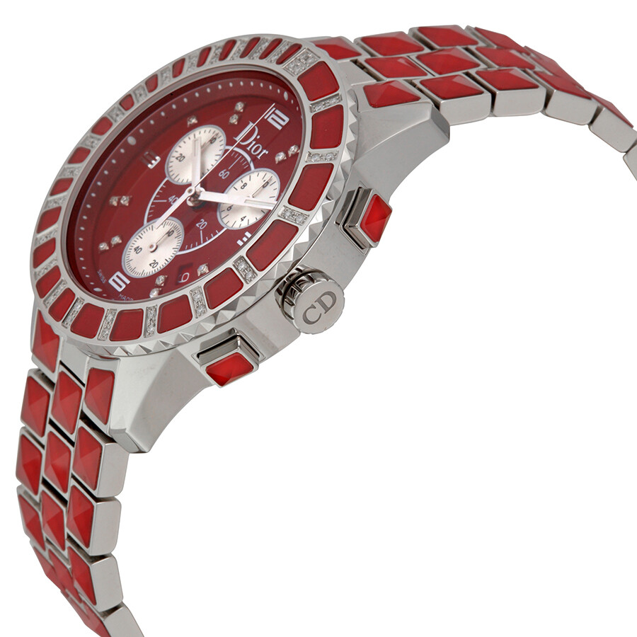 Dior Pre-owned Dior Christal Chronograph Diamond Ruby Red Dial Ladies ...