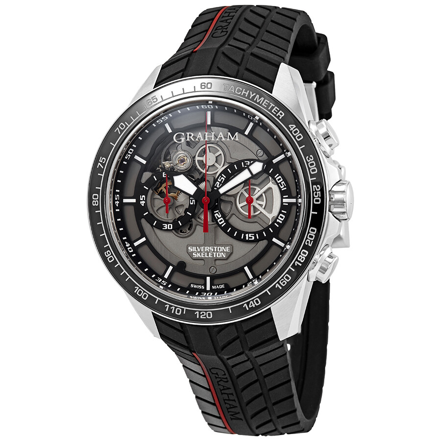 Graham Pre-owned Graham Silverstone Rs Skeleton Chronograph Black Dial ...
