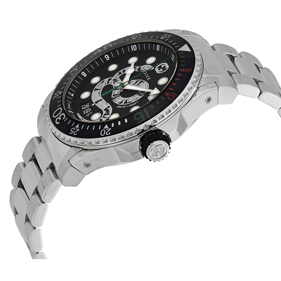 Gucci Pre-owned Gucci Dive Black (Serpentine Motif) Dial Men's Watch ...