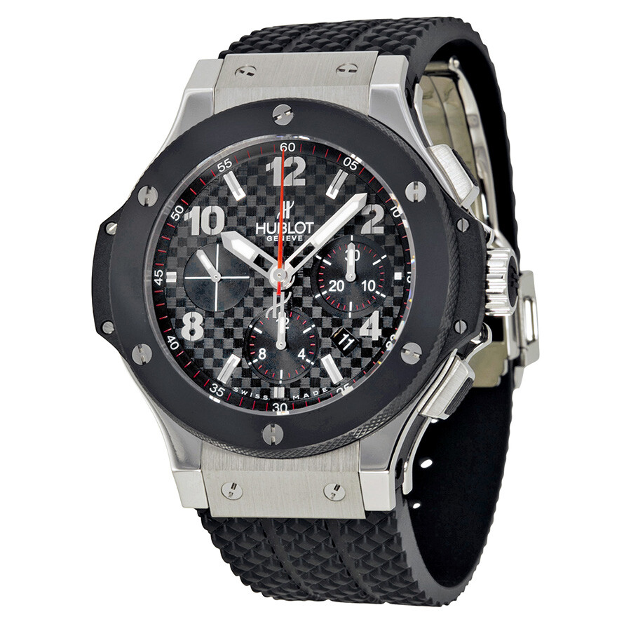 Hublot Pre-owned Hublot Big Bang Steel Ceramic Chronograph Black Carbon Fiber pattern Dial Men's ...