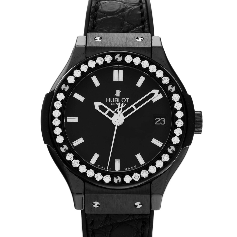 Hublot Pre-owned Hublot Classic Fusion Quartz Diamond Black Dial Ladies ...
