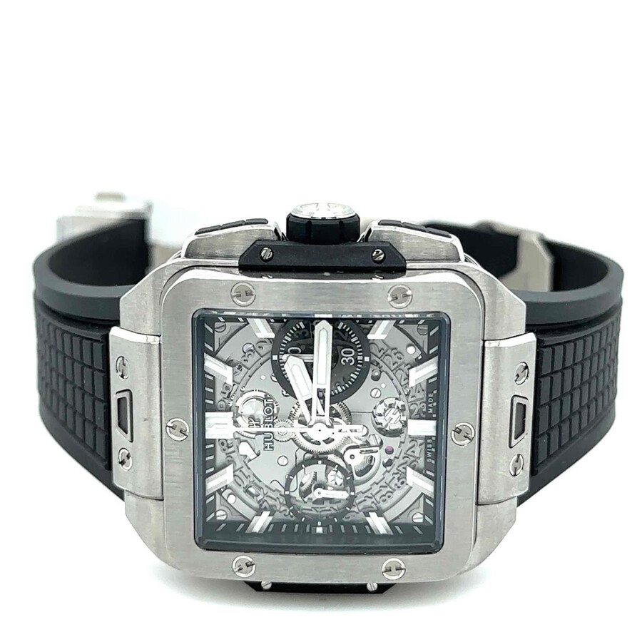Hublot Pre-owned Hublot Square Bang Chronograph Transparent Dial Men's ...