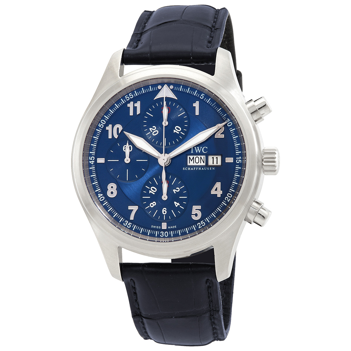 IWC Pre-owned IWC Classic Pilots Chronograph Automatic Blue Dial Men's ...