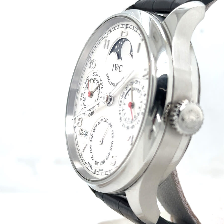 IWC Pre-owned IWC Portuguese Perpetual Calendar Silver Dial Men's Watch ...