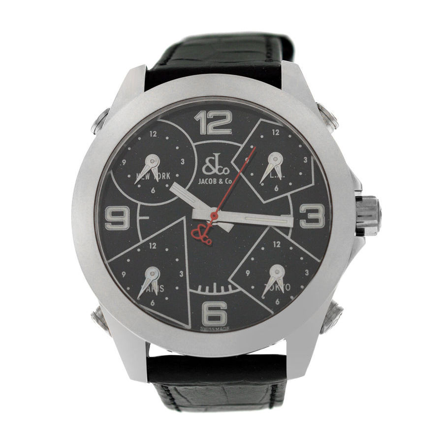 Jacob & Co. Pre-owned Jacob & Co. 5 Time Zones Quartz Black Dial Unisex ...