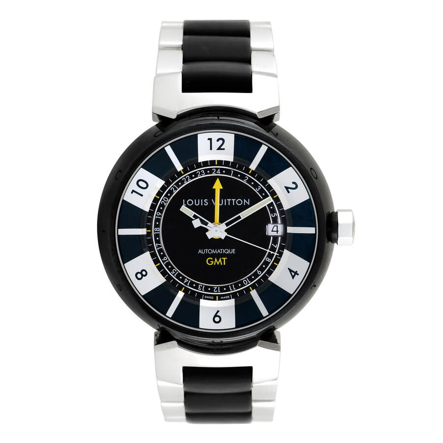 Louis Vuitton Pre-owned Louis Vuitton Tambour Automatic Black Dial Men ...