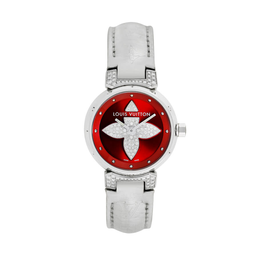 Louis Vuitton Pre-owned Louis Vuitton Tambour Forever Quartz Red Dial ...