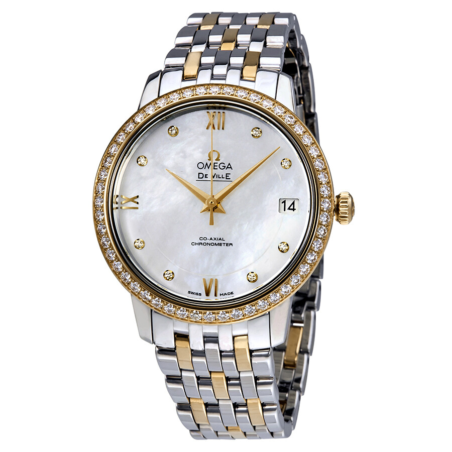 Omega Pre-owned Omega De Ville Diamond Mother of Pearl Dial Ladies Watch 424.25.33.20.55.001 ...