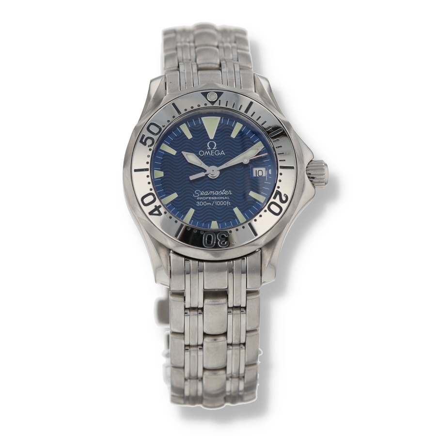 Omega Pre-owned Omega Ladies Seamaster Quartz Blue Dial Ladies Watch ...