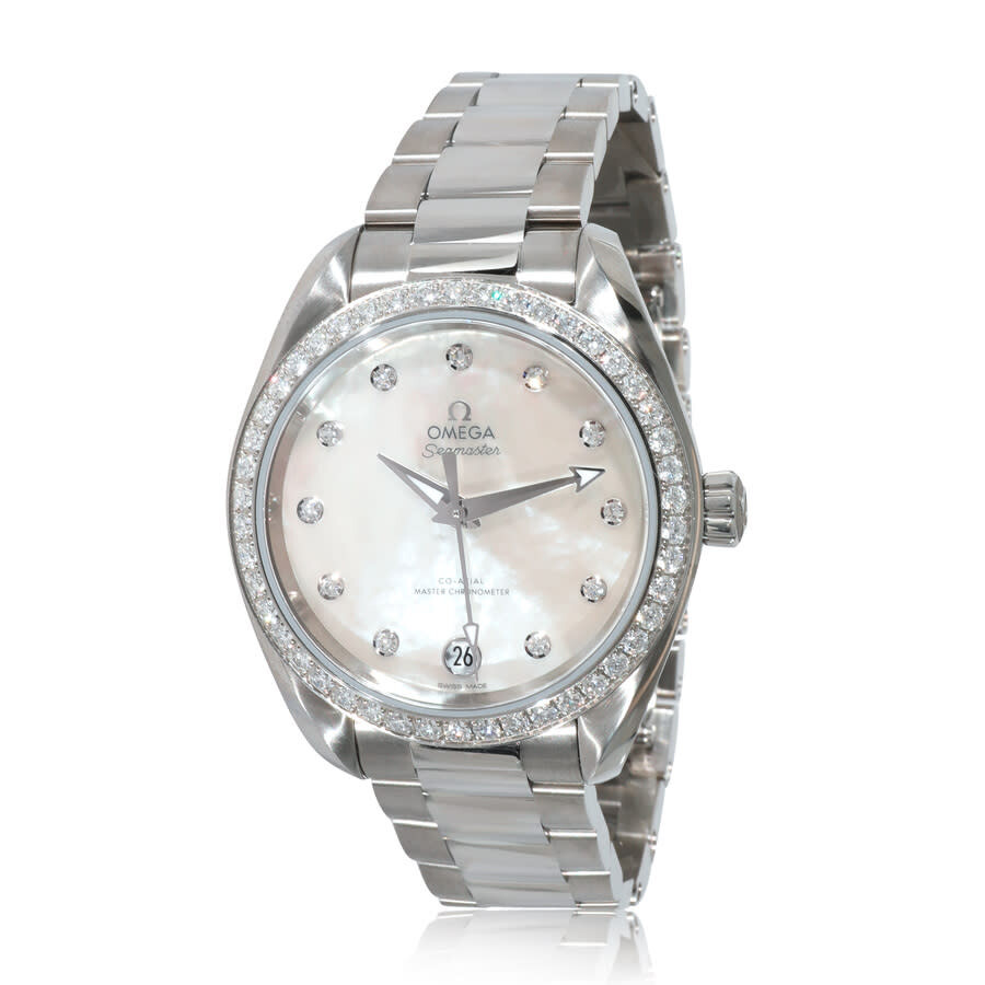 Omega Pre-owned Omega Seamaster Aqua Terra Co-Axial Diamond Mother of ...