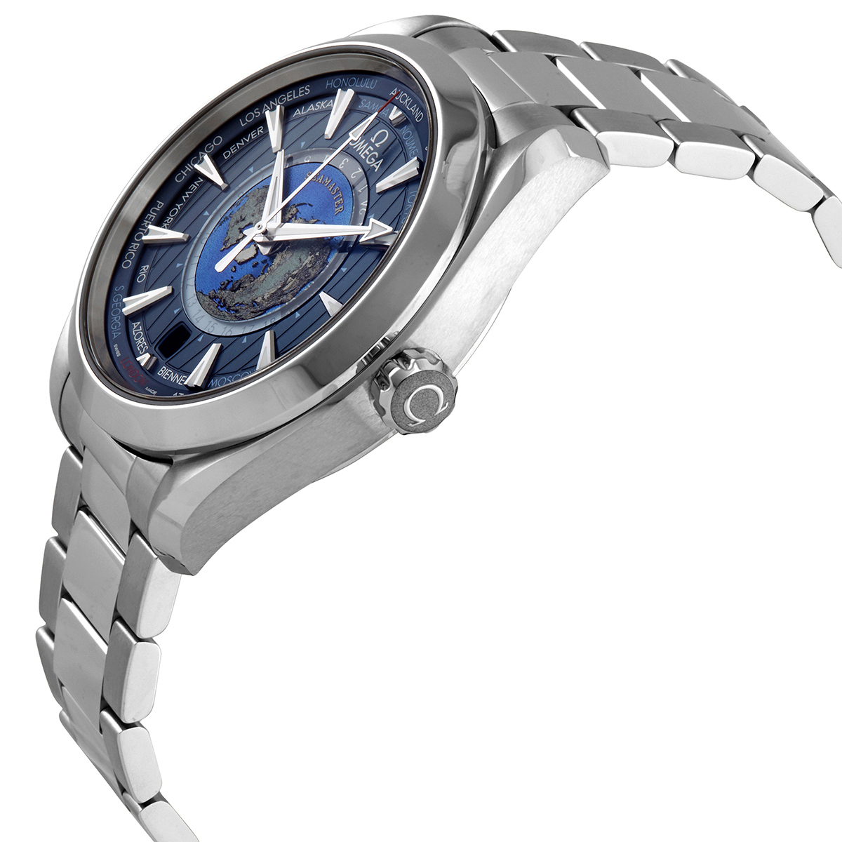 Omega Pre-owned Omega Seamaster Aqua Terra GMT Blue Dial Men's Watch ...