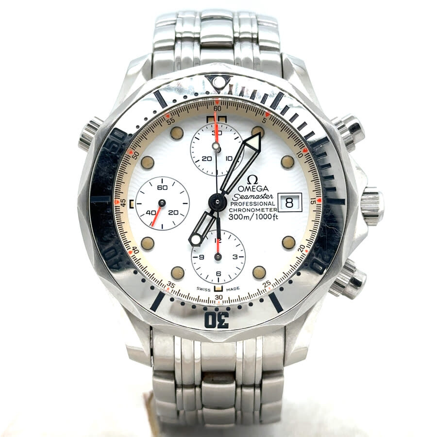 Omega Pre-owned Omega Seamaster Chronograph Automatic Chronometer White ...
