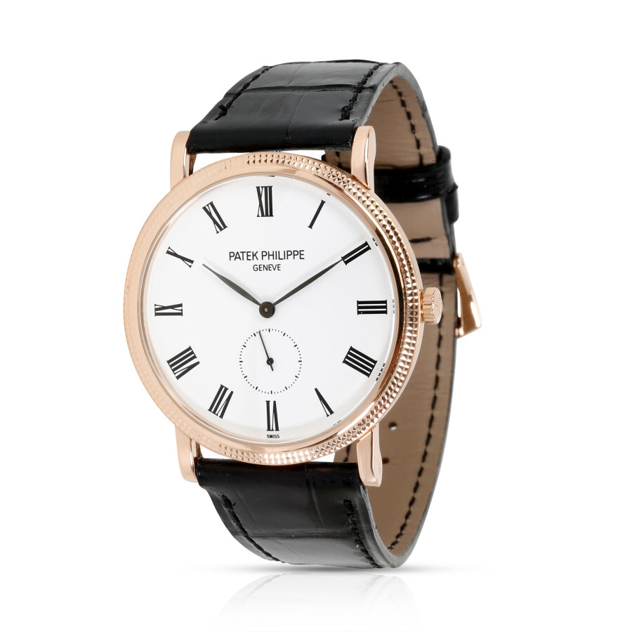 Patek Philippe Pre-owned Patek Philippe Calatrava Hand Wind White Dial Men's Watch 5119R-001 ...