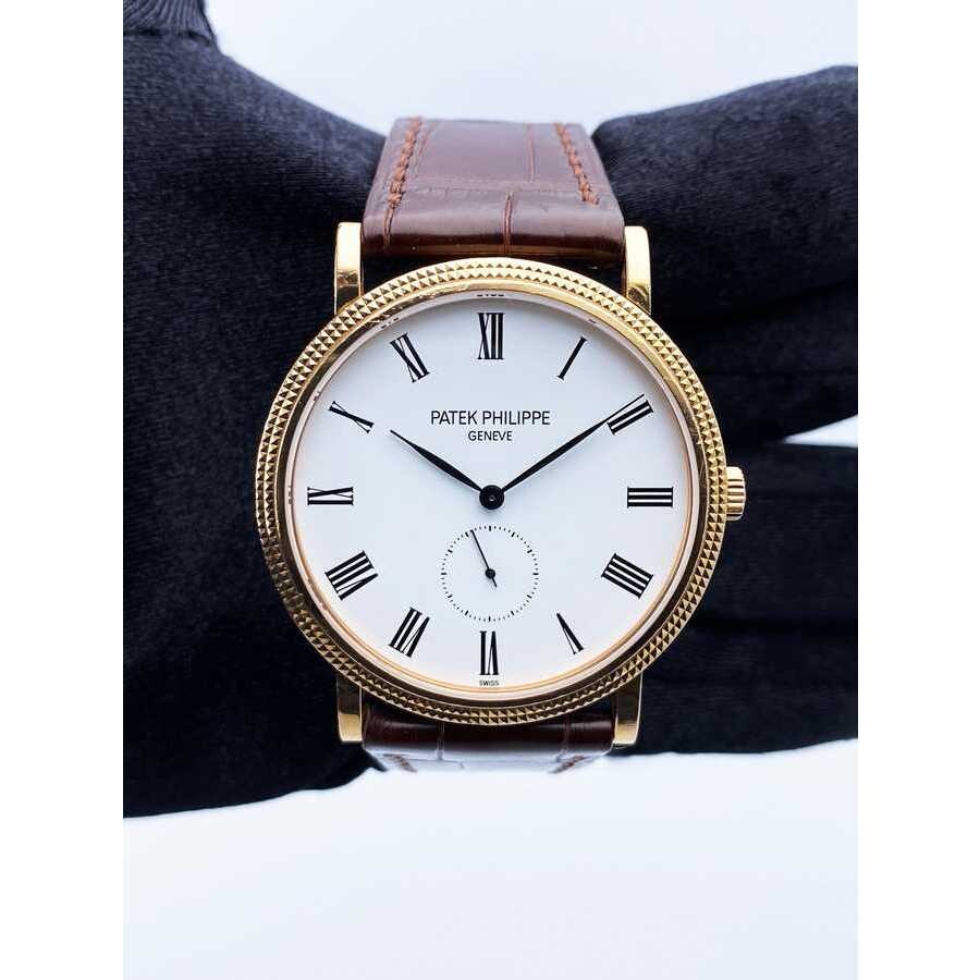 Patek Philippe Pre-owned Patek Philippe Calatrava Hand Wind White Dial Men's Watch 5119R-001 ...