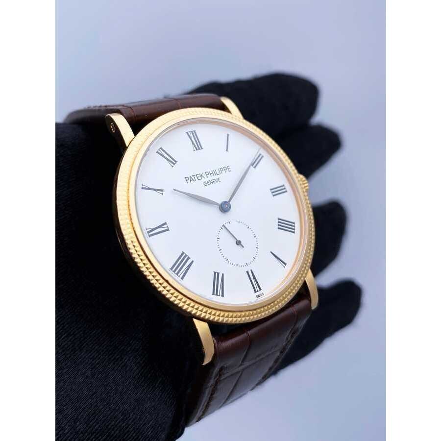 Patek Philippe Pre-owned Patek Philippe Calatrava Hand Wind White Dial Men's Watch 5119R-001 ...