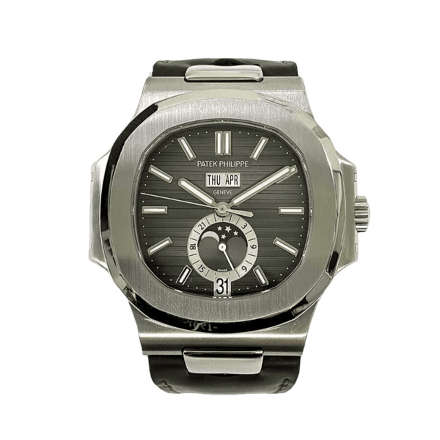 Patek Philippe Pre-owned Patek Philippe Nautilus GMT Black Dial Men's ...