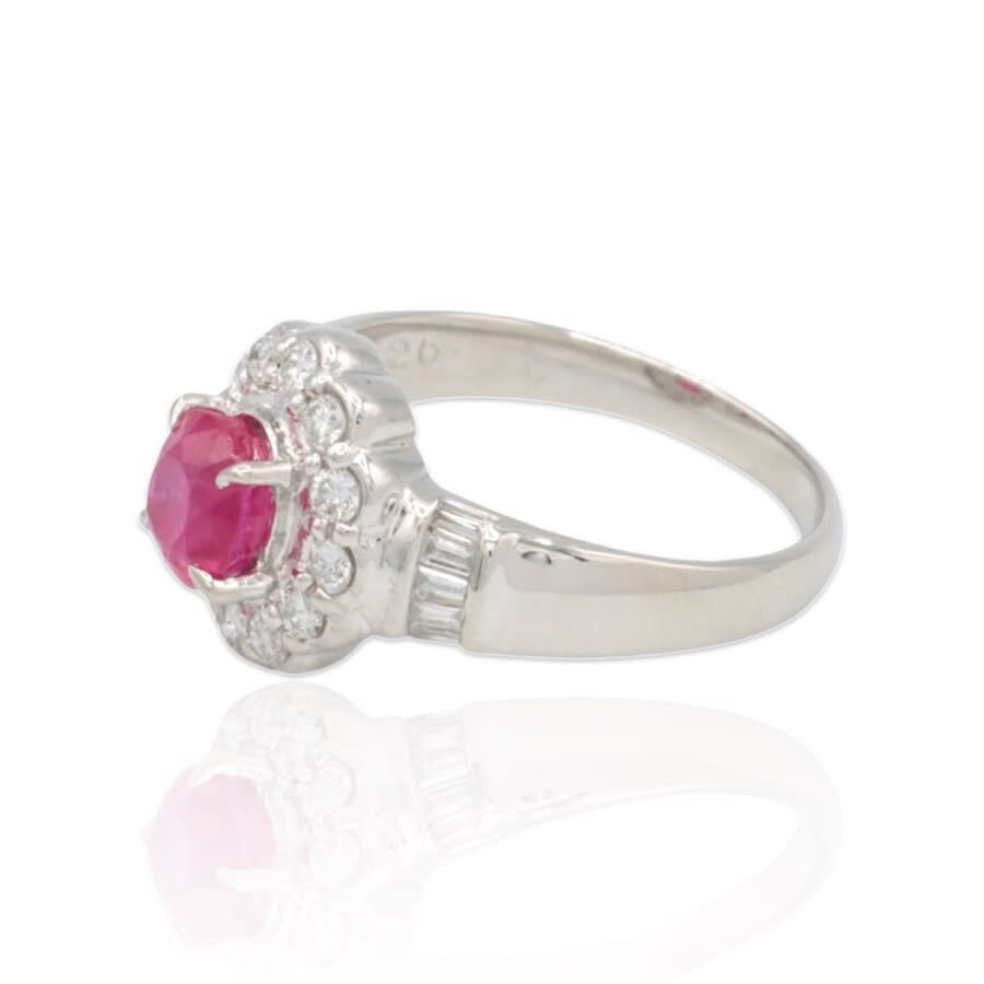 Estate Jewelry Pre-Owned Platinum Diamond & Ruby Ring 61392 - Jomashop