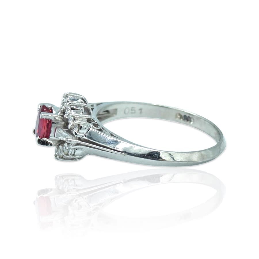Estate Jewelry Pre-Owned Platinum Diamond Ruby Ring 61879 - Jomashop