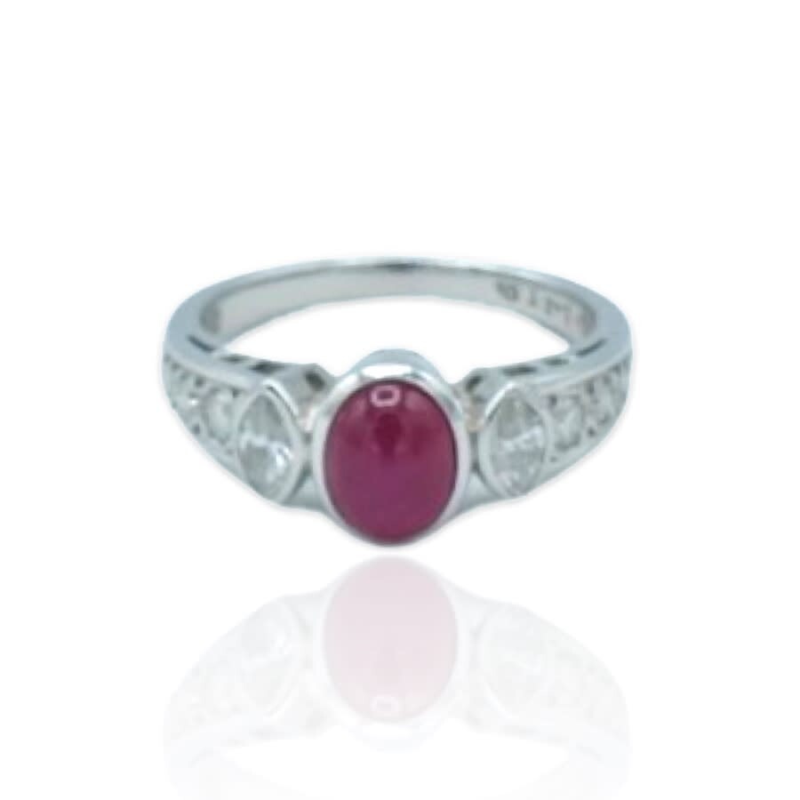 Mikimoto Pre-Owned Platinum Diamond & Ruby Ring 62997 - Jomashop