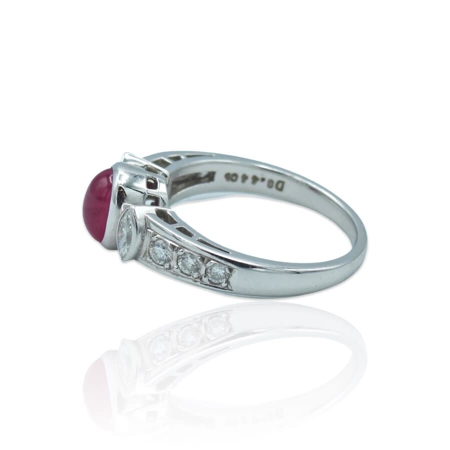 Mikimoto Pre-Owned Platinum Diamond & Ruby Ring 62997 - Jomashop