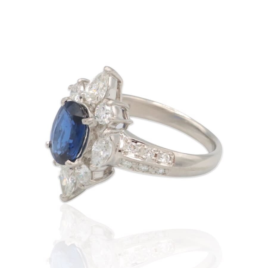 Estate Jewelry Pre-Owned Platinum Diamond & Sapphire Ring 61310 - Jomashop