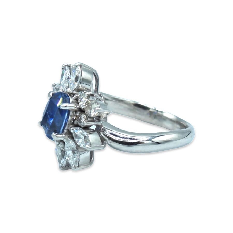 Estate Jewelry Pre-Owned Platinum Diamond Sapphire Ring 61402 - Jomashop