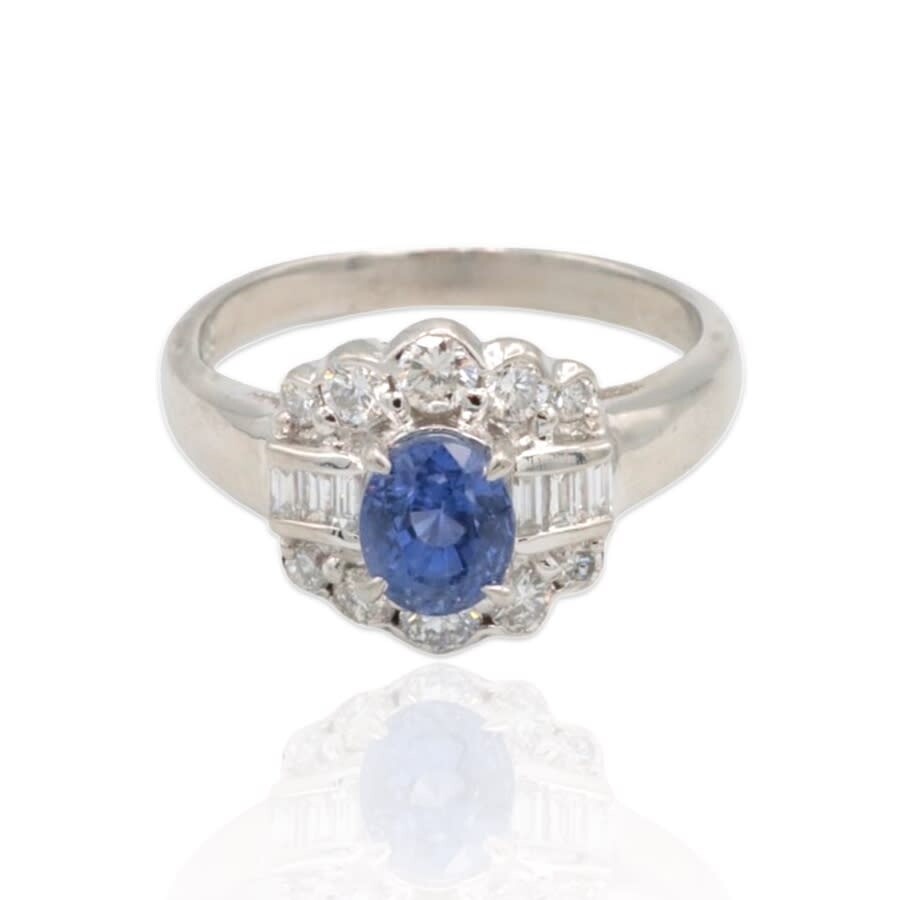 Estate Jewelry Pre-Owned Platinum Diamond & Sapphire Ring 61409 - Jomashop