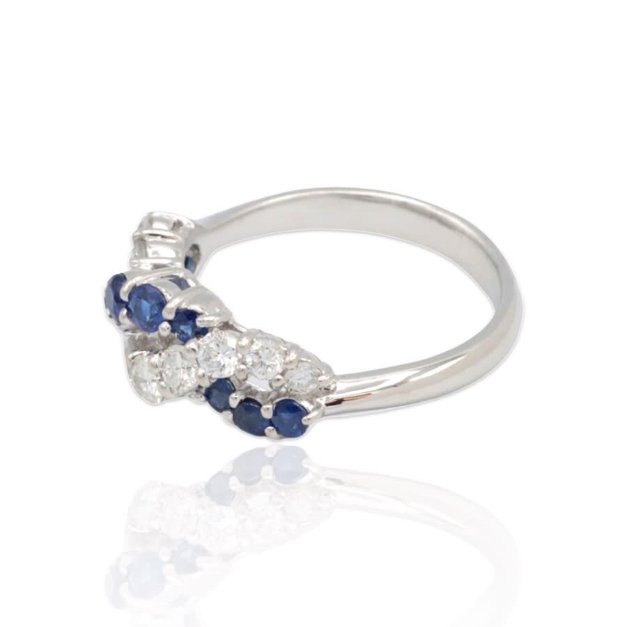 Estate Jewelry Pre-Owned Platinum Diamond & Sapphire Ring 62466 - Jomashop
