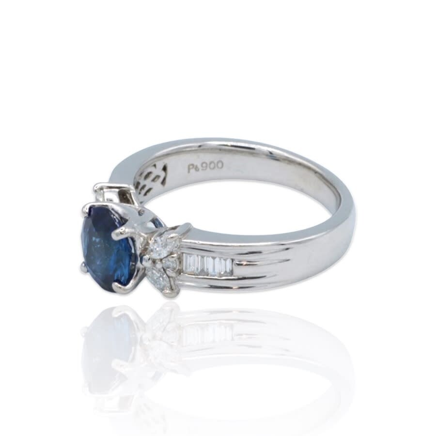 Estate Jewelry Pre-Owned Platinum Diamond & Sapphire Ring 62988 - Jomashop