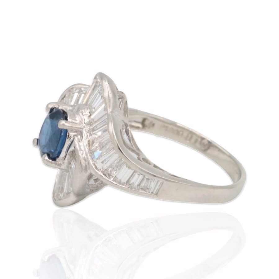 Estate Jewelry Pre-Owned Platinum Diamond & Sapphire Ring 63388 - Jomashop