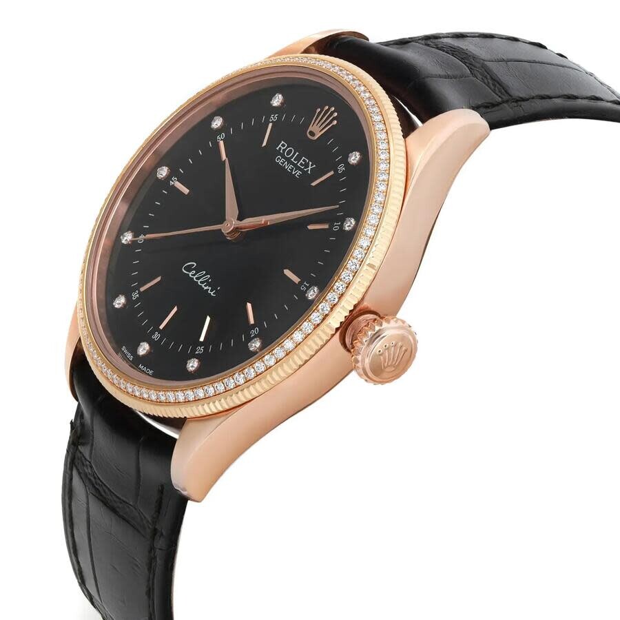 Rolex Pre-owned Rolex Cellini Time Automatic Chronometer Diamond Black ...