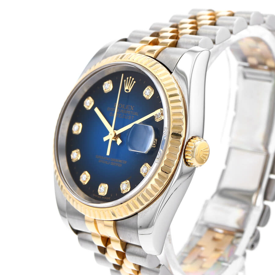 Rolex Pre-owned Rolex Datejust 36 Automatic Chronometer Diamond Blue ...