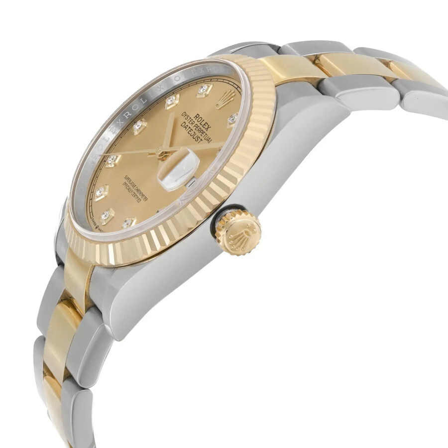 Rolex Pre-owned Rolex Datejust Automatic Chronometer Diamond Champagne Dial Men's Watch 126233 ...