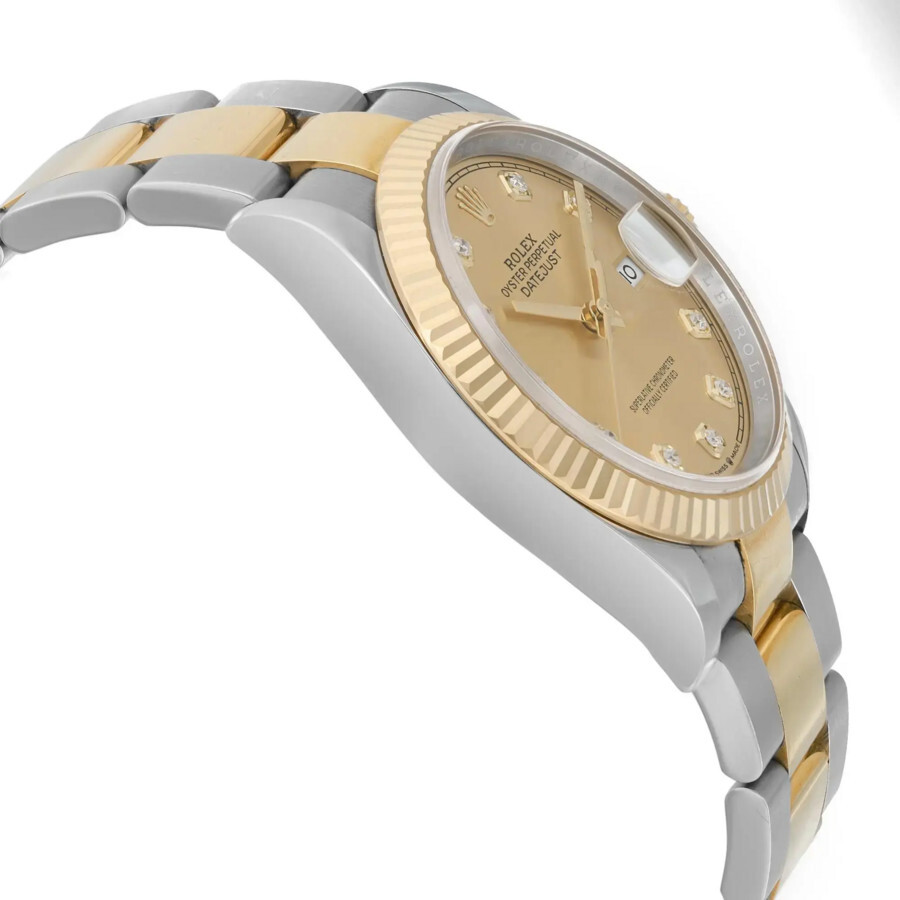 Rolex Pre-owned Rolex Datejust Automatic Chronometer Diamond Champagne Dial Men's Watch 126233 ...