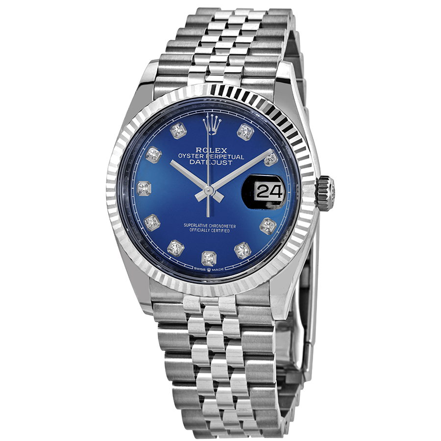 Rolex Pre-owned Rolex Datejust Automatic Diamond Blue Dial Ladies Watch ...