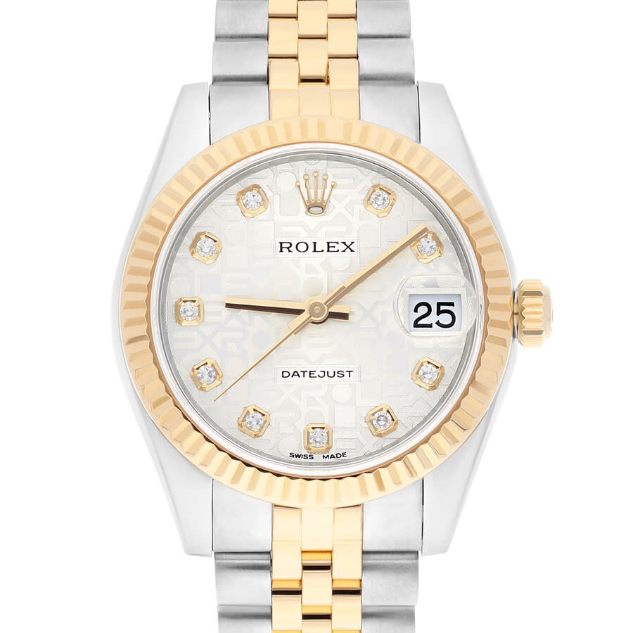 Rolex Pre-owned Rolex Datejust Automatic Diamond Silver Dial Ladies ...