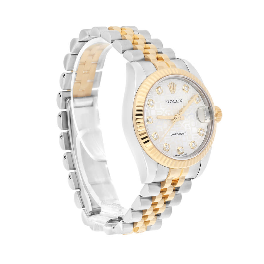 Rolex Pre-owned Rolex Datejust Automatic Diamond Silver Dial Ladies ...