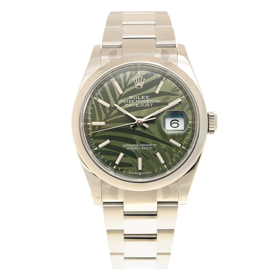 Rolex Pre-owned Rolex Datejust Olive Green Palm Dial Ladies Watch ...
