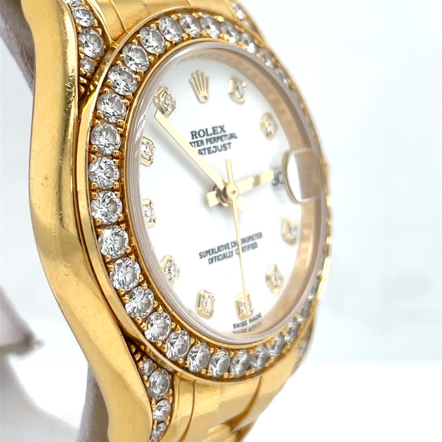 Rolex Pre-owned Rolex Datejust Pearlmaster Automatic Diamond White Dial ...