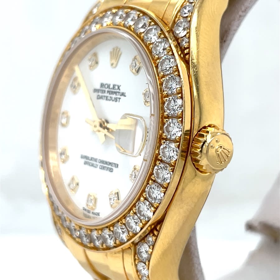 Rolex Pre-owned Rolex Datejust Pearlmaster Automatic Diamond White Dial ...