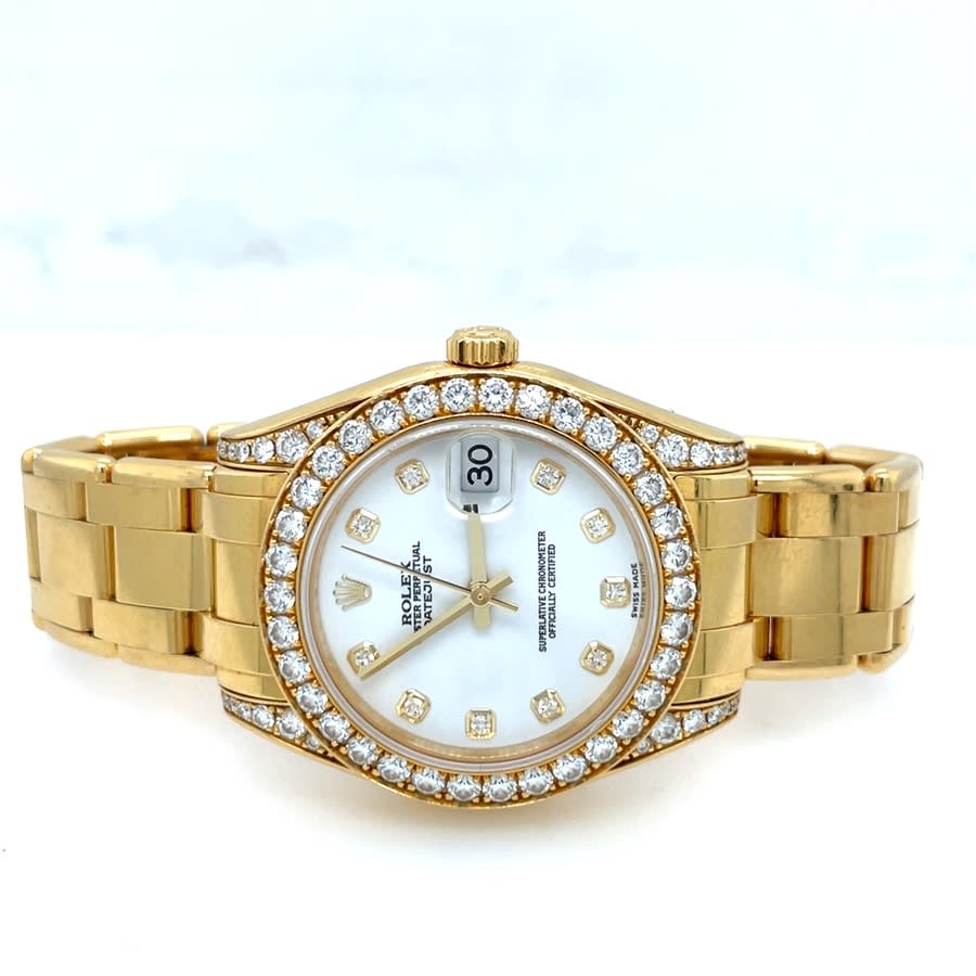 Rolex Pre-owned Rolex Datejust Pearlmaster Automatic Diamond White Dial ...