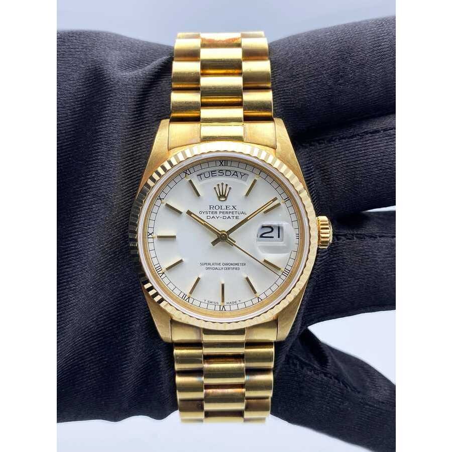 Rolex Pre-owned Rolex Day Date Automatic Chronometer White Dial Men's ...