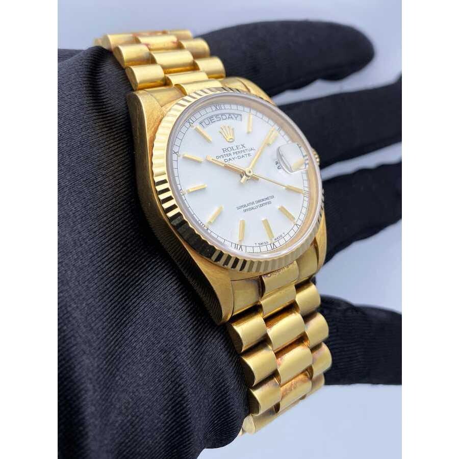 Rolex Pre-owned Rolex Day Date Automatic Chronometer White Dial Men's ...