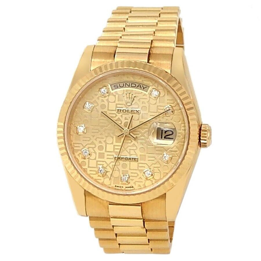 Rolex Pre-owned Rolex Day-Date Automatic Chronometer Diamond Champagne ...