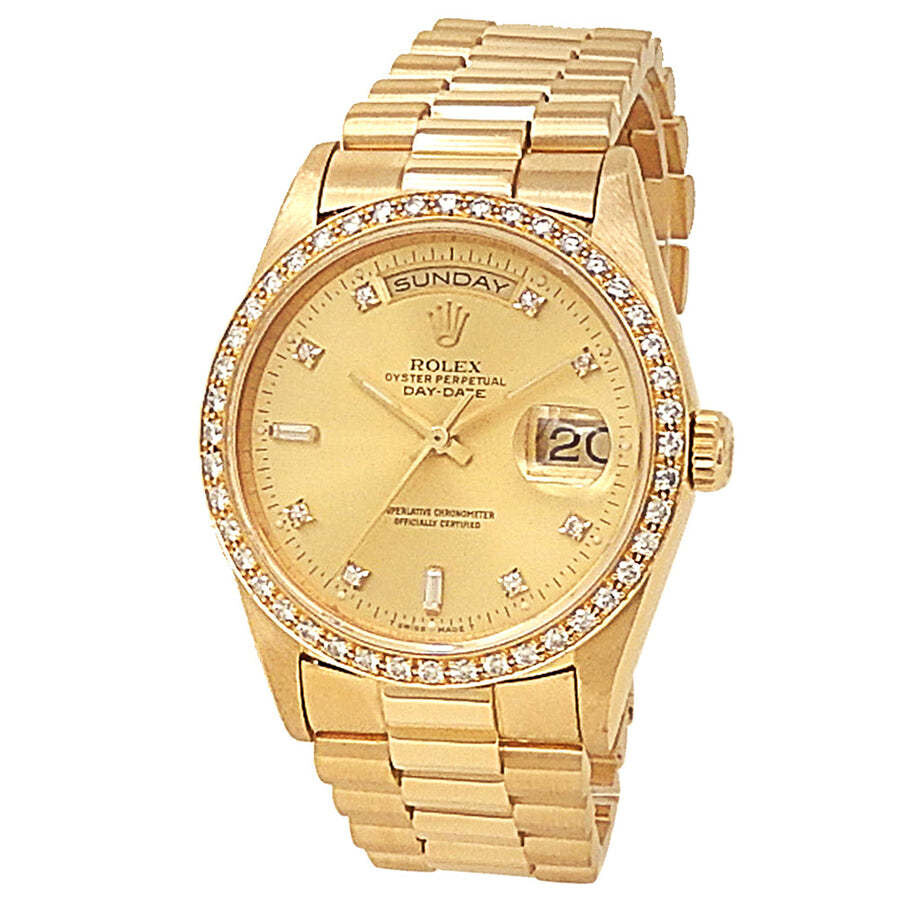 Rolex Pre-owned Rolex Day-Date Automatic Chronometer Diamond Champagne ...